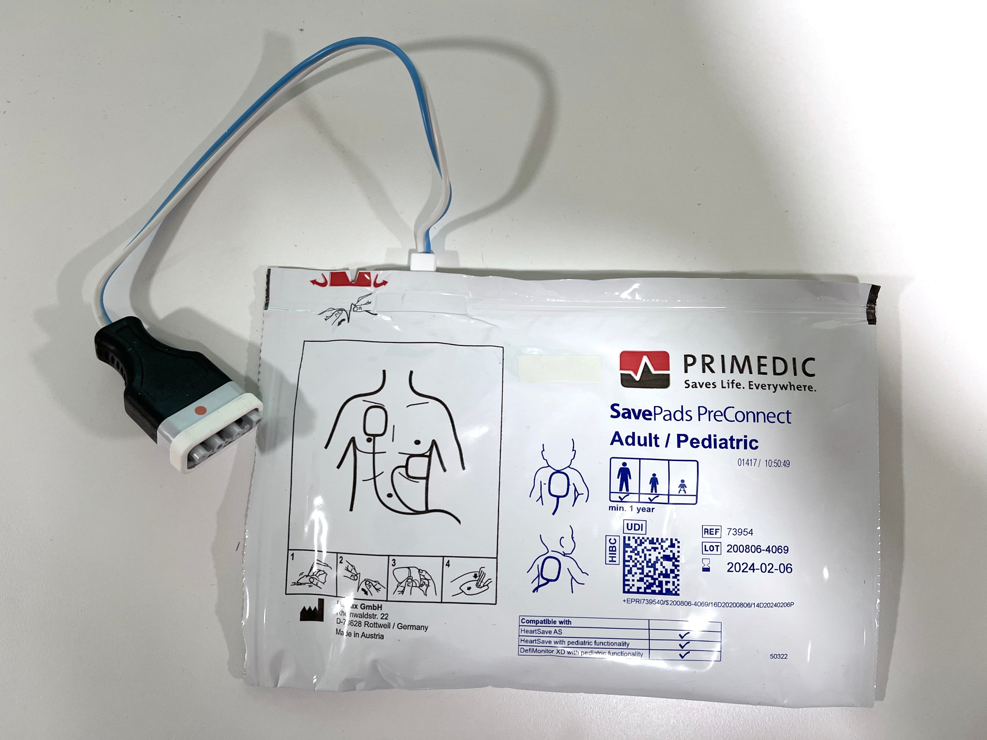 Primedic SavePads PreConnect elektroder - holdbarhed 3 år | First-8